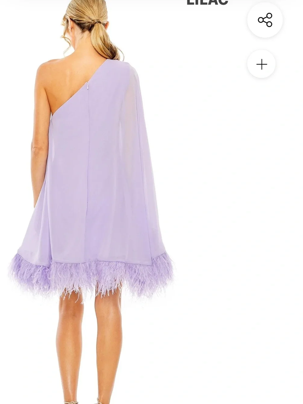 Dresses | Mac Duggal Lavender Oneshoulder Trapeze With Feathertrim Mini ...